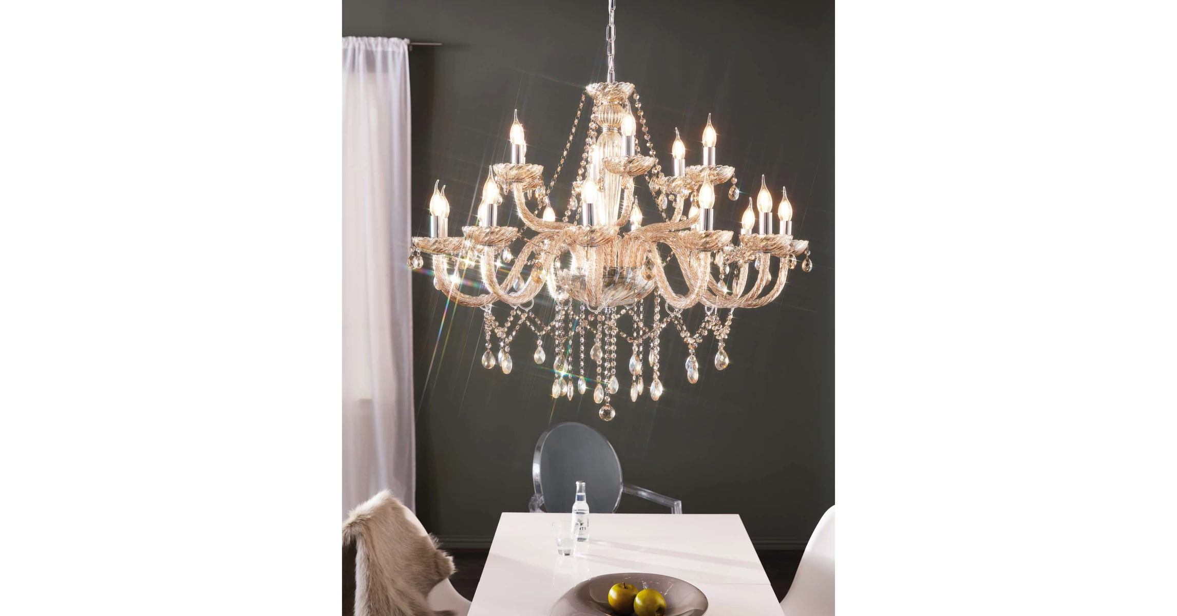 Eglo 39095 Basilano több ágú függeszték, üveg, pezsgő, E14 foglalattal ...