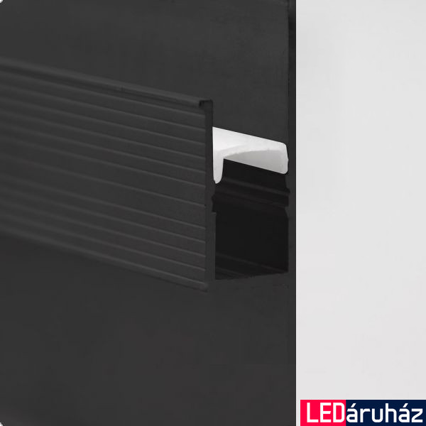 LED gipszkarton profil, íves, fekete eloxált alumínium, 2m