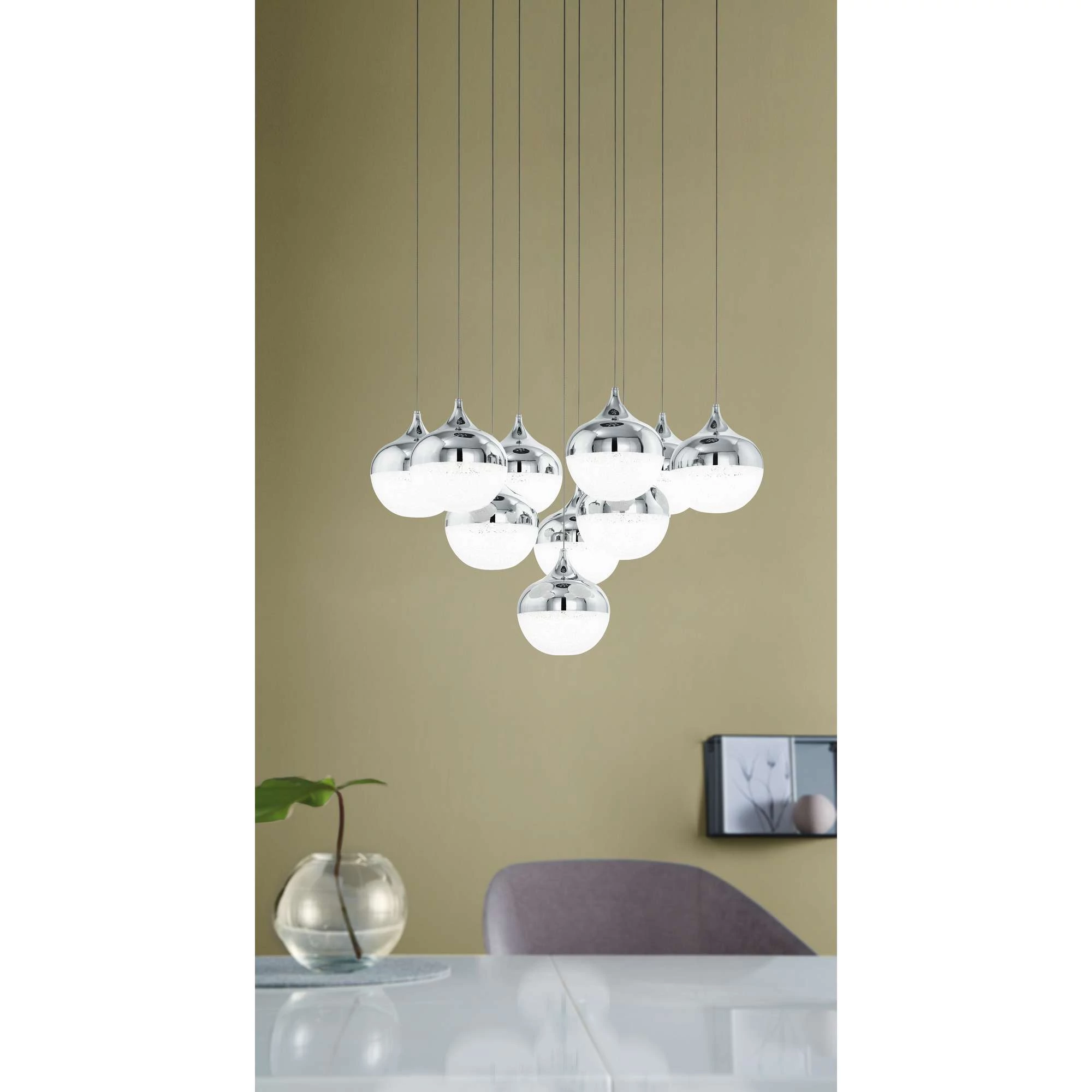 Eglo 39527 Mioglia több ágú függeszték, csillogós, króm, 4500 lm, 3000K ...